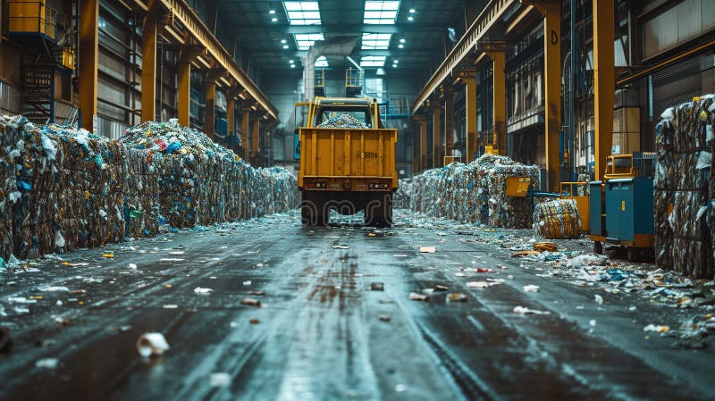 Excavator on Primary Sorting of Garbage at Waste Processing Plant ...