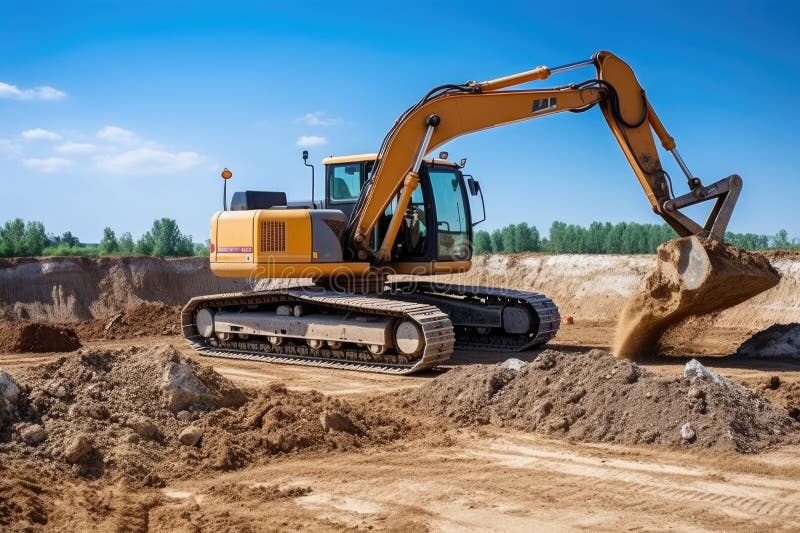 An Excavator in the Process of Digging a Foundation Pit Stock Image ...