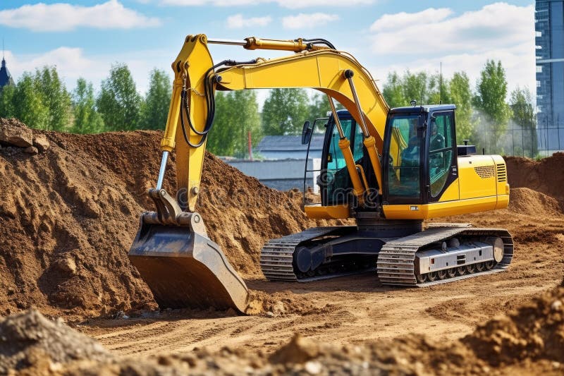 An Excavator in the Process of Digging a Foundation Pit Stock Image ...