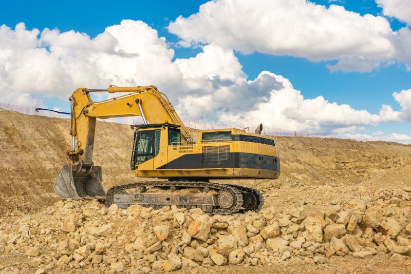 Excavator in a Quarry Extracting Stone Stock Image - Image of road ...