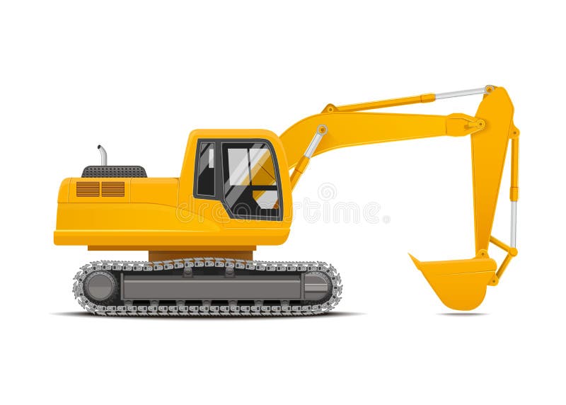 Excavator side view stock illustration. Illustration of backhoe - 6252585