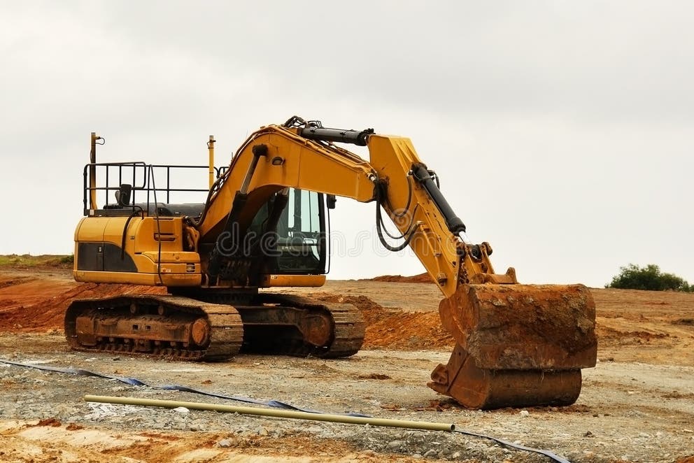 Excavator in red soil stock image. Image of dirt, machinery - 19370461