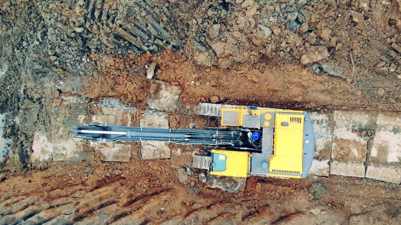 Excavator is Digging Copper Ore in a Top View Stock Footage - Video of ...