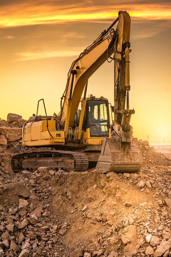 Excavator on the Road Construction Works. Machinery Needed for ...