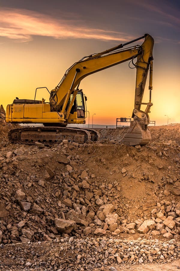 Excavator on the Road Construction Works. Machinery Needed for ...