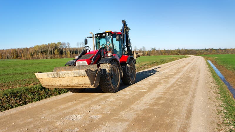 Excavator on a road. stock image. Image of cultivate - 47692429