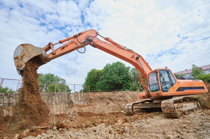 Construction Earthmoving Works Stock Image - Image of loader, site ...