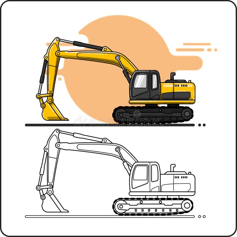 Excavator side view stock illustration. Illustration of backhoe - 6252585