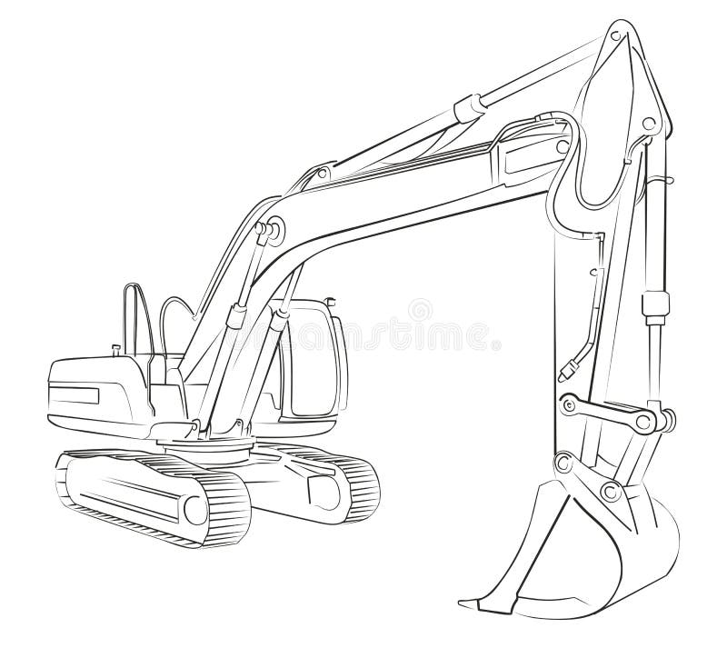 Excavator sketch. stock vector. Illustration of industry - 104384107