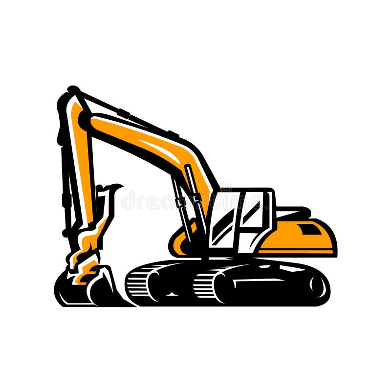Excavator Stand Down Side View Vector Isolated Stock Illustration ...