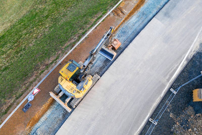 Excavator on an Construction Site from Above Stock Photo - Image of ...