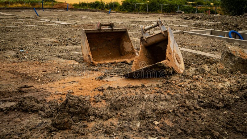 Excavator Tool on the Ground at Construction Stock Image - Image of ...
