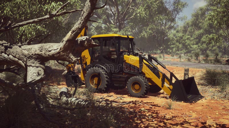 Excavator Tractor in Bush Forest Stock Image - Image of environment ...