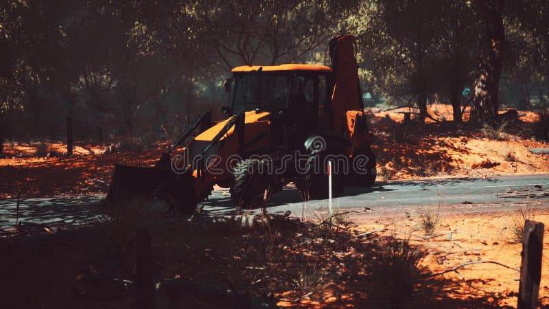 Excavator Tractor in Bush Forest Stock Image - Image of earthwork ...