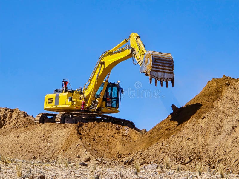 Excavator-type Earthmoving Machinery Extracting Materials Stock Image ...