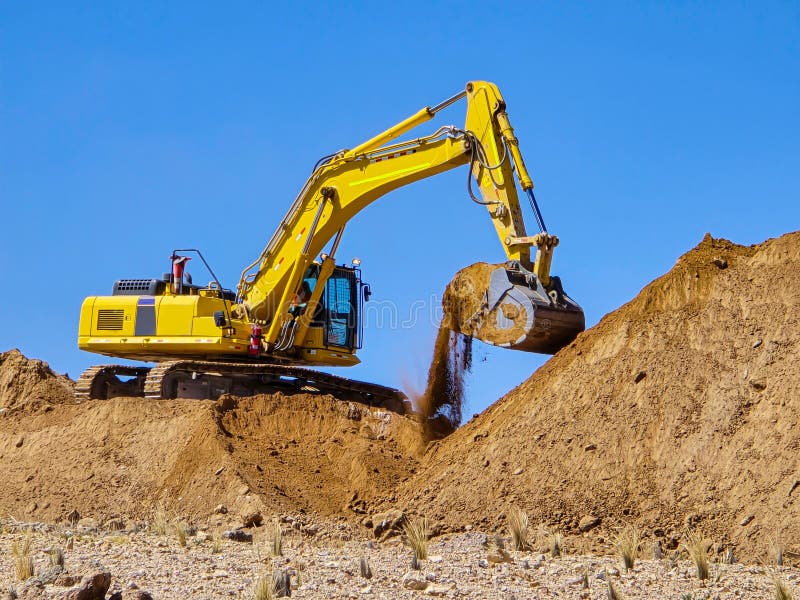 Excavator-type Earthmoving Machinery Extracting Materials Stock Image ...