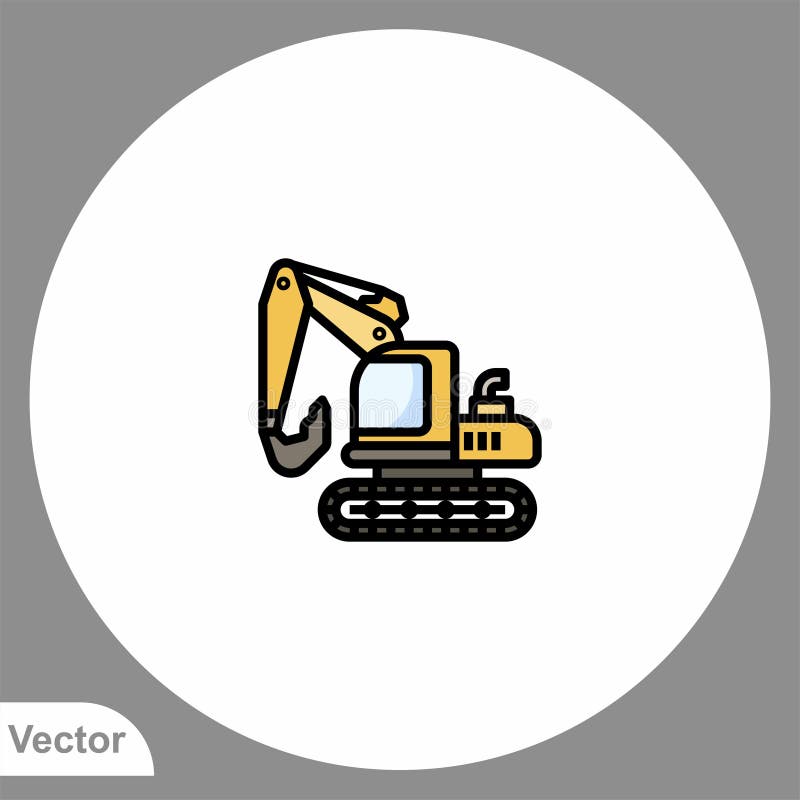 Excavator Vector Icon Sign Symbol Stock Vector - Illustration of ...