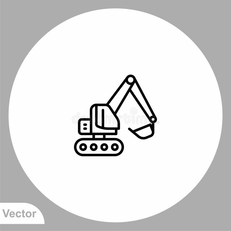 Excavator Vector Icon Sign Symbol Stock Vector - Illustration of ...