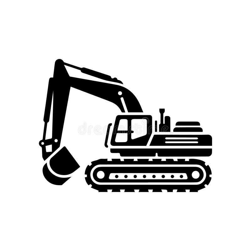 Excavator Vector Illustration: Construction Equipment for Design Stock ...