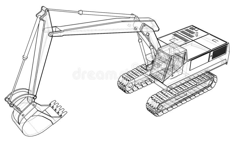 Excavator Vector. Wire-frame. EPS10 Format. Vector Created of 3d. Stock ...