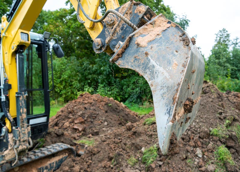 Excavator Work with Claying Soil Stock Image - Image of gravel ...