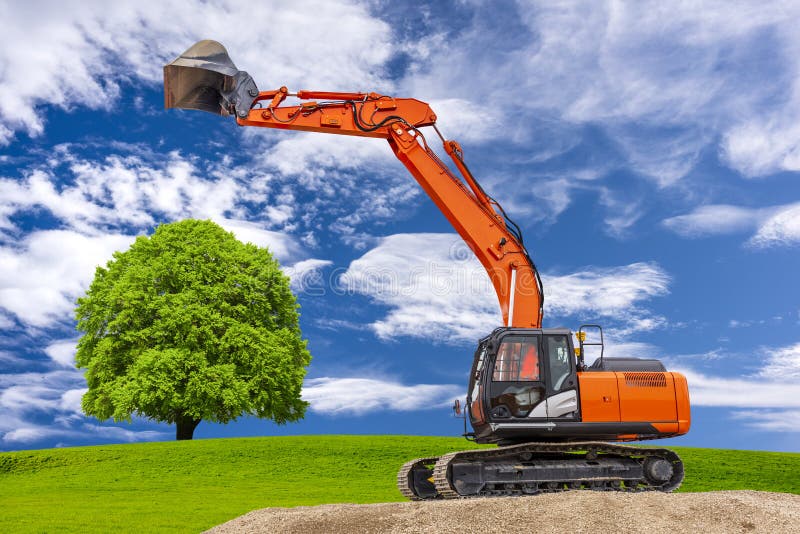 Excavator at Work on Construction Site Stock Image - Image of shovel ...