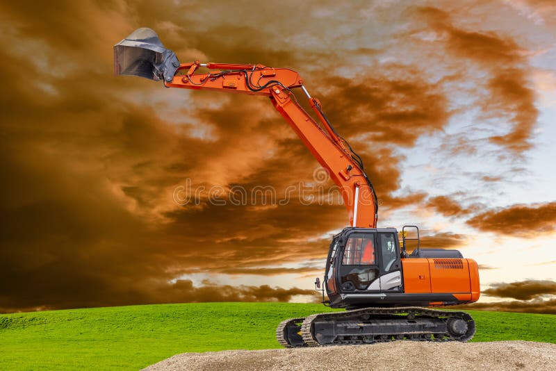 Excavator at Work on Construction Site Stock Photo - Image of ...