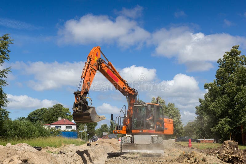 Excavator Work on Construction Site Stock Photo - Image of outdoor ...