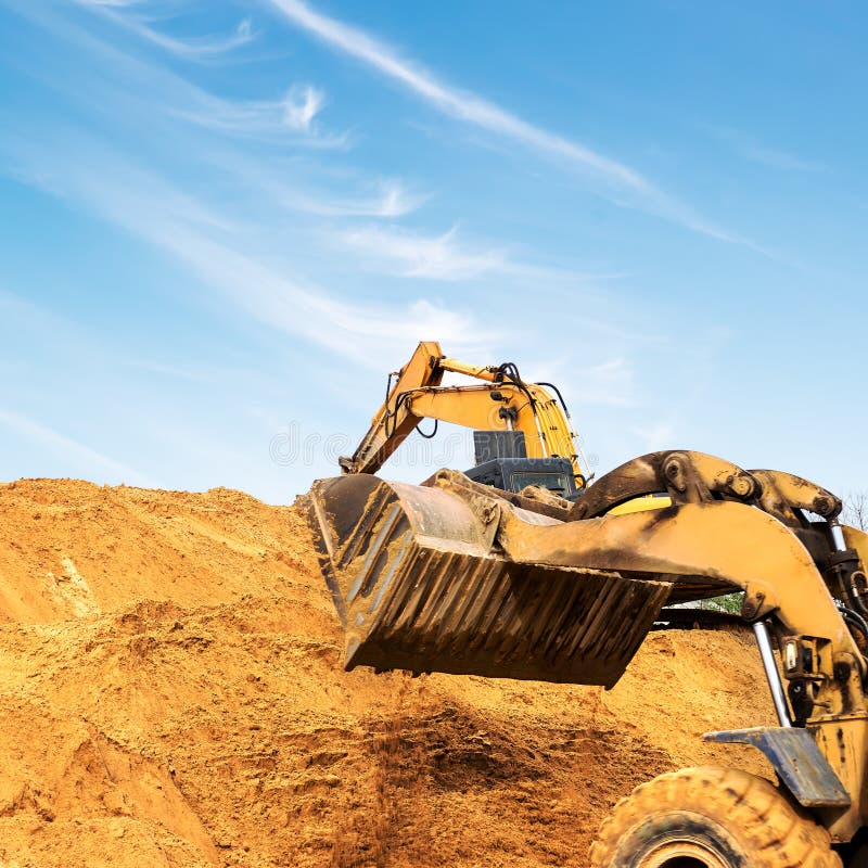 An excavator at work stock image. Image of hydraulic - 96792777