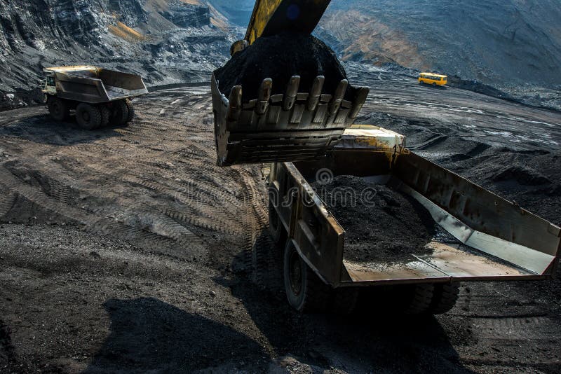 Excavator at Work in Open Pit Stock Photo - Image of energy, large ...