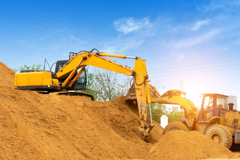 Excavator at work stock image. Image of equipment, bulldozer - 164881569