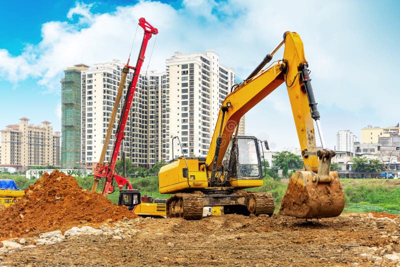 Excavator at work stock photo. Image of excavating, transportation ...