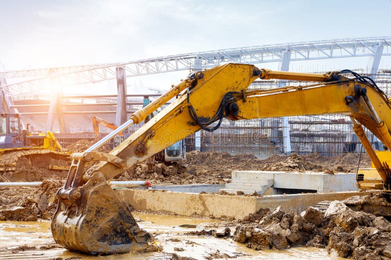 Excavator at work stock image. Image of excavator, industrial - 97681087