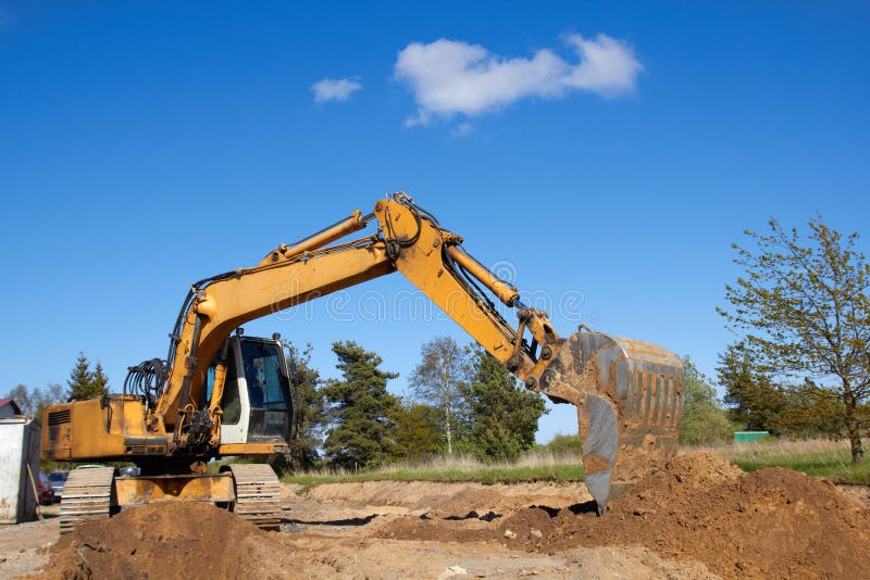 Excavator working stock photo. Image of vehicle, digger - 25596672