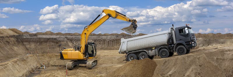 Excavator Working on Construction Site Stock Image - Image of digger ...