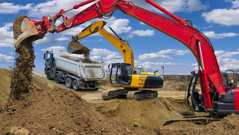 Excavator Working on Construction Site Stock Image - Image of frame ...