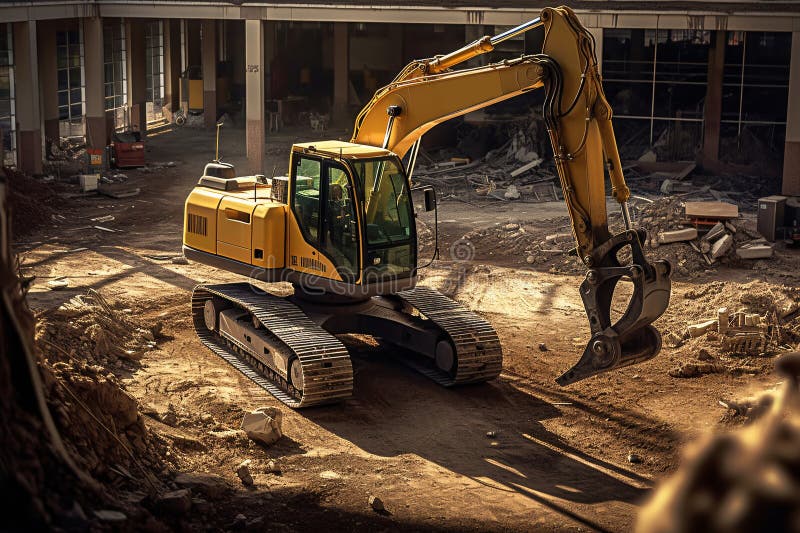 Excavator Working on a Construction Site. Heavy Duty Construction ...