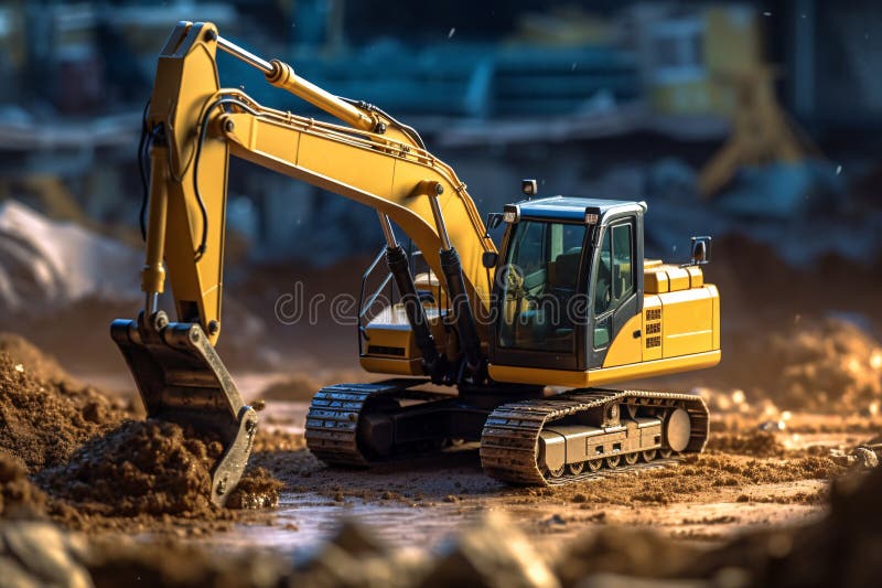 Excavator Working on a Construction Site. Heavy Duty Construction ...