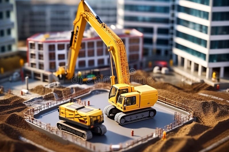 Excavator Working on a Construction Site. Heavy Duty Construction ...