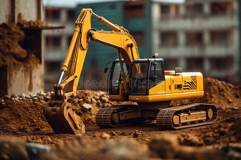 Excavator Working on a Construction Site. Heavy Duty Construction ...