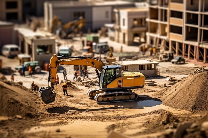Excavator Working on a Construction Site. Heavy Duty Construction ...