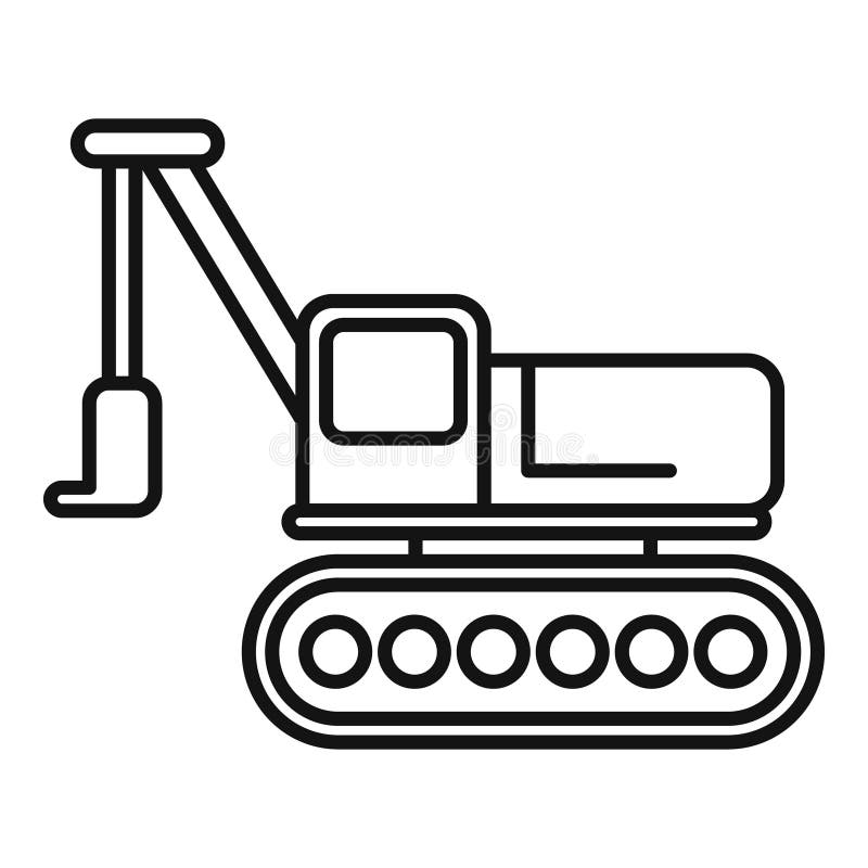 Excavator Working on Construction Site Line Icon Stock Vector ...