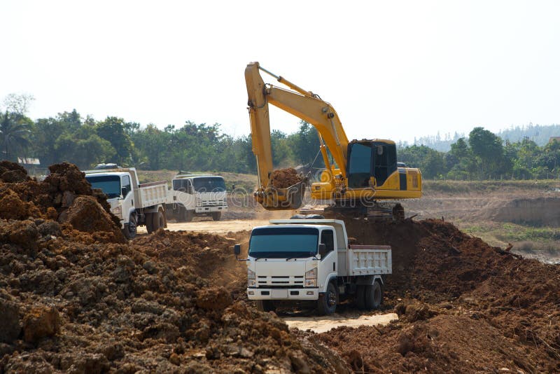 Excavator Working in Construction Site Stock Photo - Image of backhoe ...