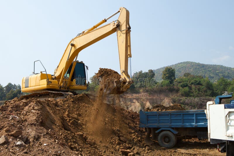 Excavator Working in Construction Site Stock Image - Image of build ...