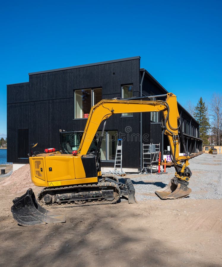 Excavator Working on Construction Site Stock Image - Image of shovel ...
