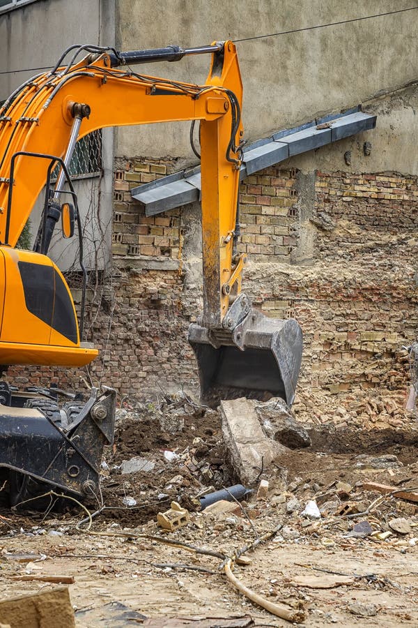 Excavator Working at a Construction Site. Stock Photo - Image of ...