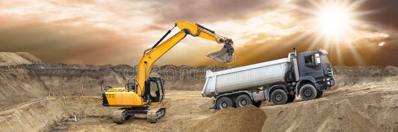 Excavator is Working and Digging at Construction Site Stock Image ...