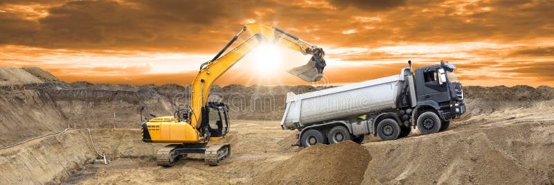Excavator is Working and Digging in Construction Site Stock Photo ...