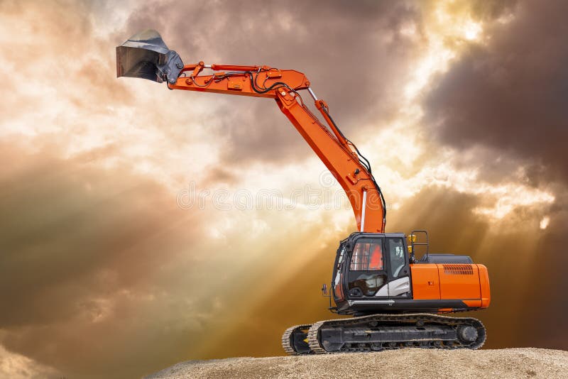 Excavator is Working and Digging at Construction Site Stock Image ...