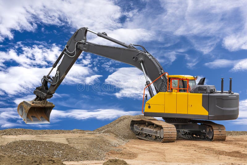 Excavator is Working and Digging at Construction Site. Stock Photo ...